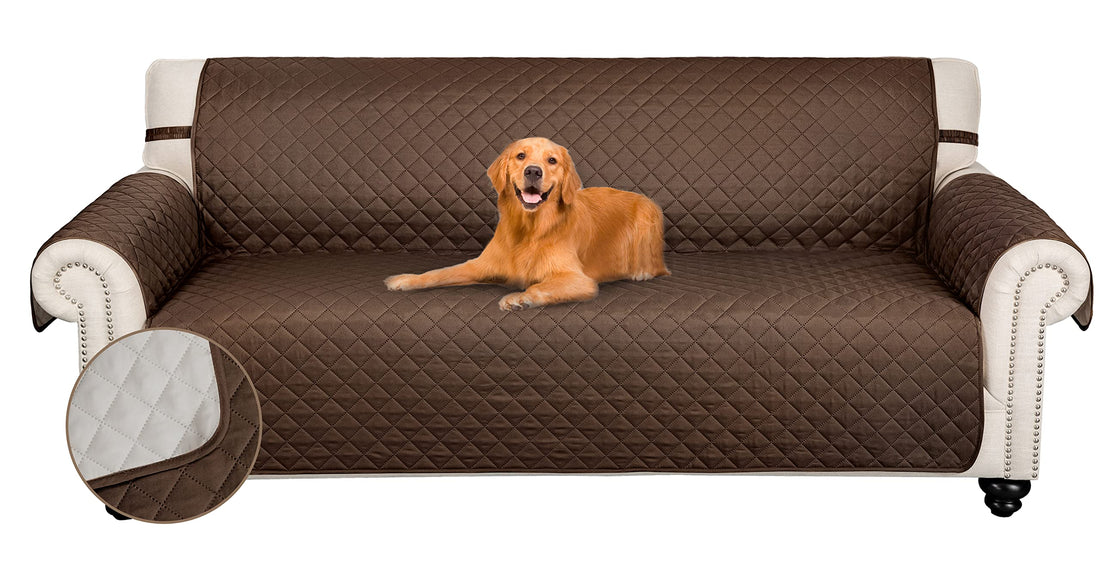 WATERPROOF COTTON QUILTED SOFA COVER - SOFA RUNNERS (BROWN)