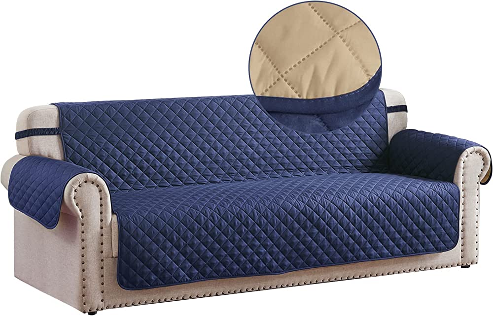 WATERPROOF COTTON QUILTED SOFA COVER - SOFA RUNNERS (Blue)